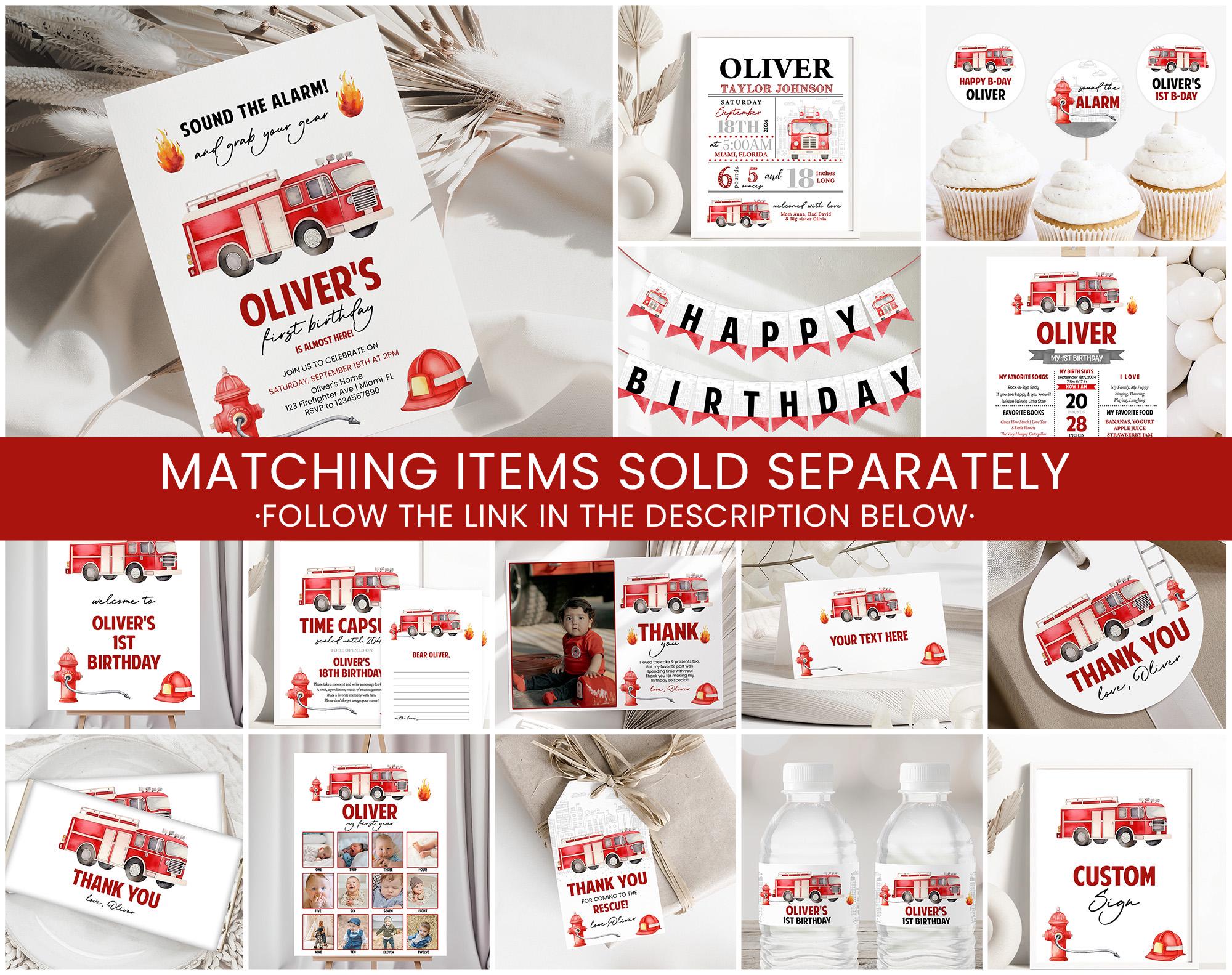 Happy Birthday Banner | Firetruck, Fire Engine, Sound the Alarm ...