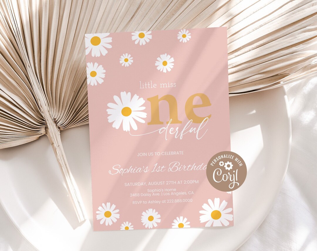Retro Daisy First Birthday Party Invitation Girl 1st Birthday - Etsy