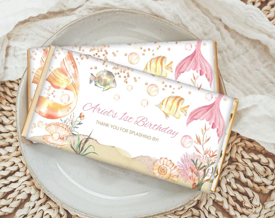 Editable Chocolate Bar Wrapper, Candy Bar Wrapper Mermaid, Under the ...
