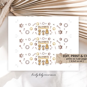 Editable Water Bottle Labels | Robot, Gear up Bolt on Over, Calling All ...