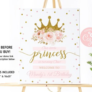 Printable Welcome Sign Our Little Princess First Birthday - Etsy