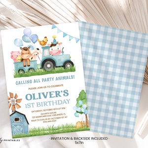 Farm Birthday Invitation, Boys 1st Birthday Invite | Barn Animals ...