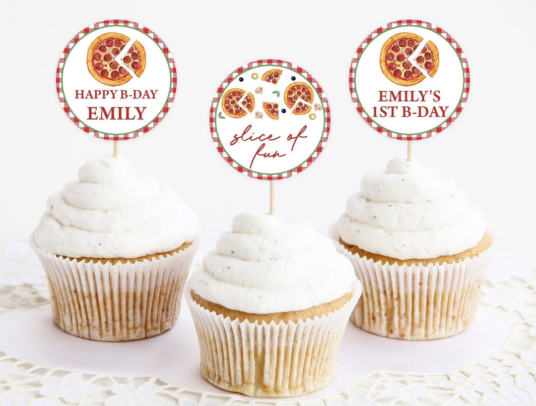 Printable Cupcake Toppers, Party Cake Decor | Pizza Party, Slice of Fun ...