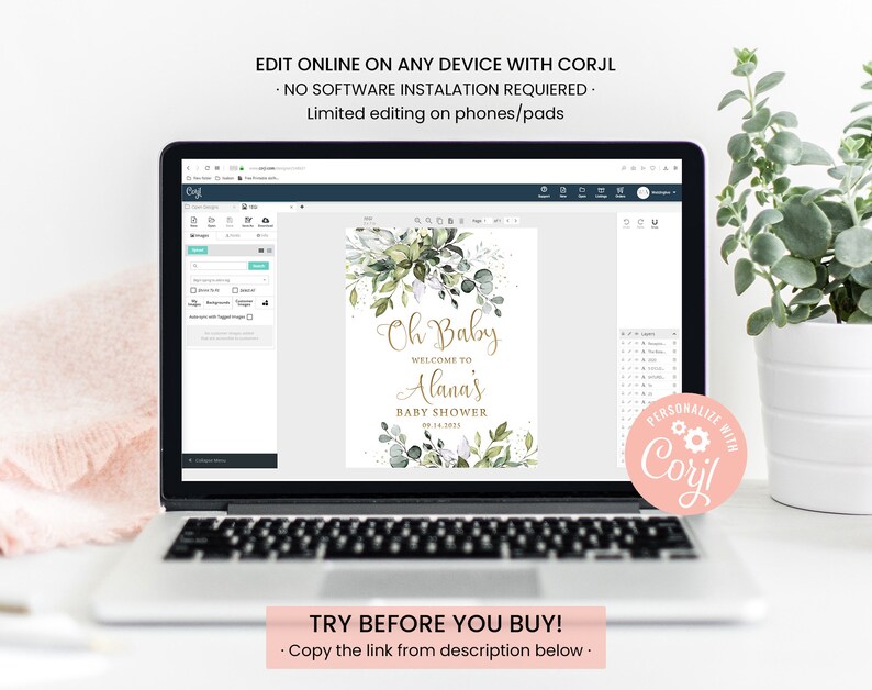 Printable Baby Shower Welcome Sign Editable Template Oh Baby - Etsy