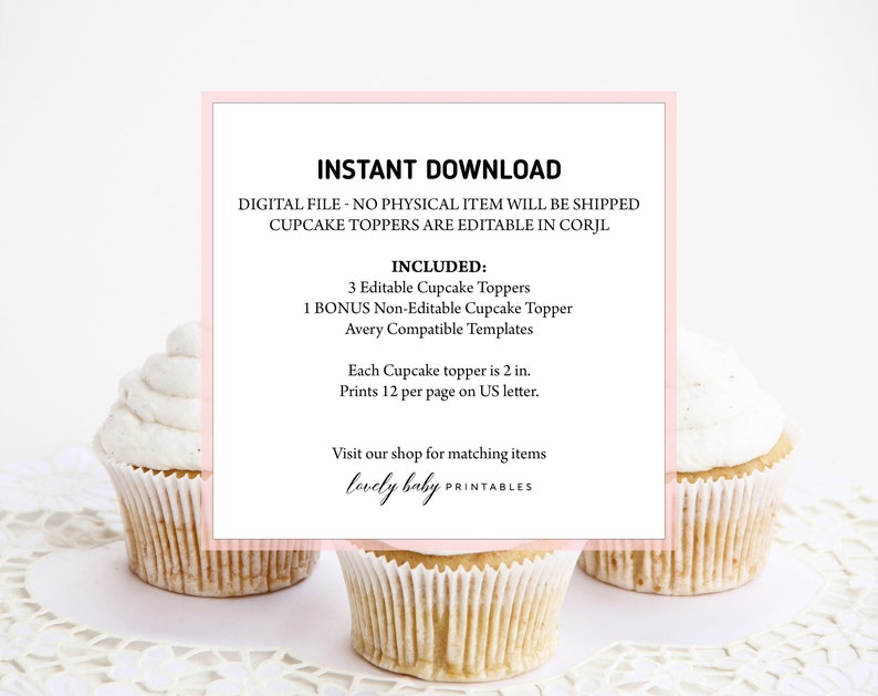 Editable Cupcake Toppers Template Printable Cupcake Toppers - Etsy