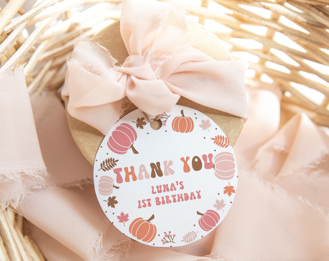 Editable Round Favor Tags, Girls 1st Birthday Gift Tag | Our Little ...