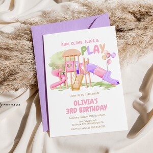 Playground Birthday Invitation, Invite ANY AGE | Party in the Park, Let ...