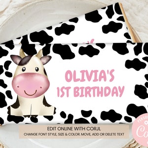 Chocolate Bar Wrapper, Candy Bar Wrapper | Holy Cow I'm ONE Cow Print ...