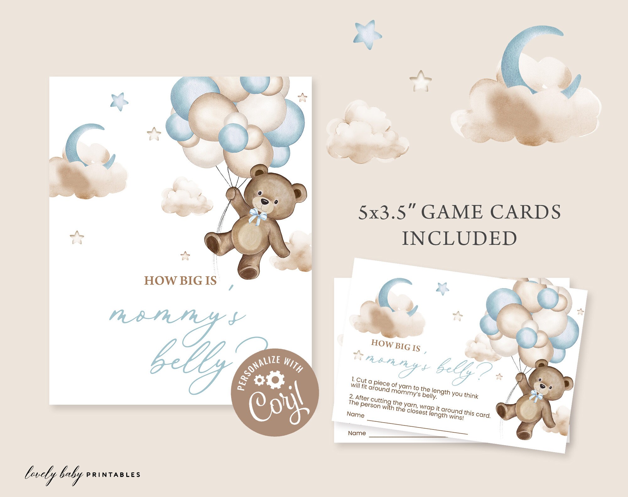 Editable Baby Shower Games Bundle, Set | Teddy Bear Balloons, We Can ...