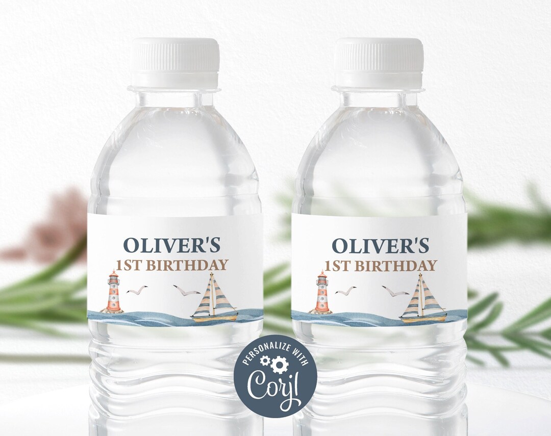 Editable Water Bottle Labels | Nautical, Sailboat, Our Little Sailor ...