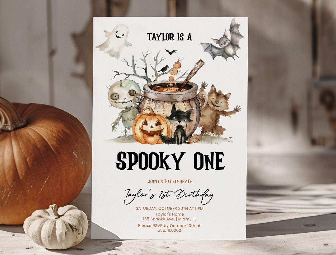 Spooky ONE Birthday Invitation, First Birthday Invite | Halloween, Jack ...