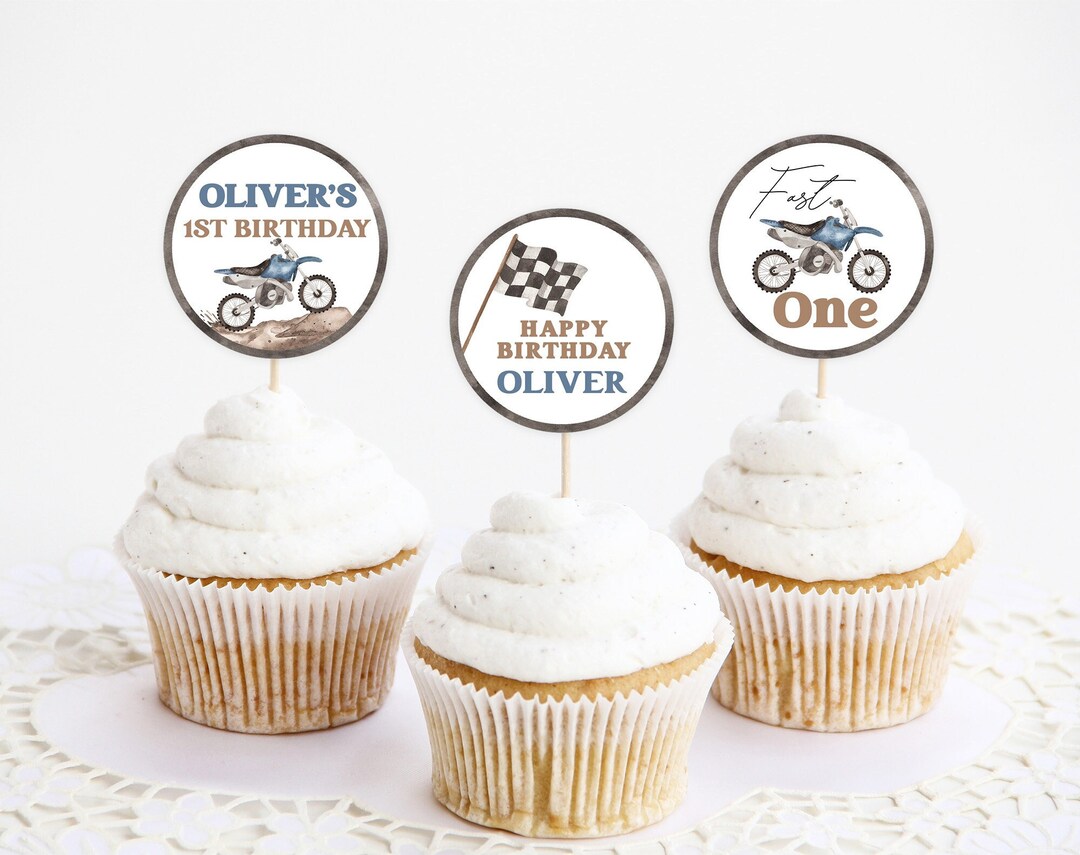 Printable Cupcake Toppers, Party Cake Decor | Dirt Bike, Racing Bike ...