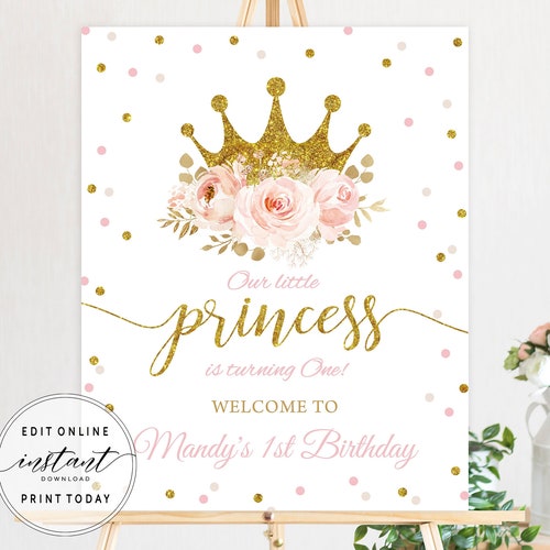 Printable Welcome Sign Our Little Princess First Birthday - Etsy