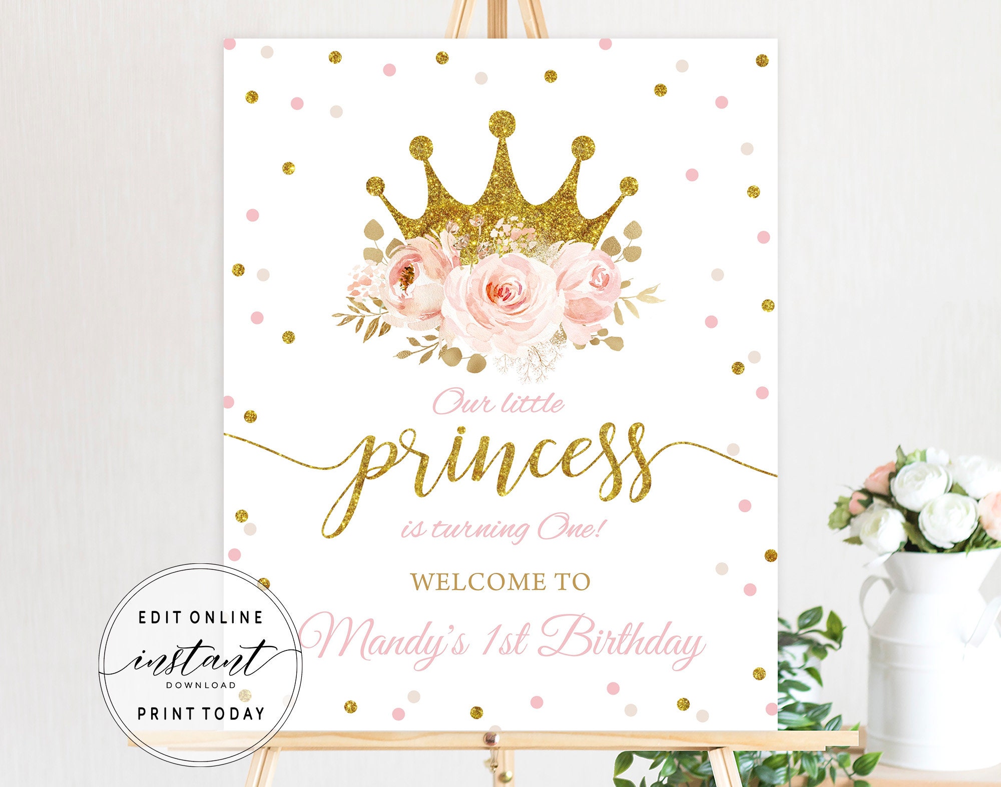 Printable Welcome Sign Our Little Princess First Birthday - Etsy