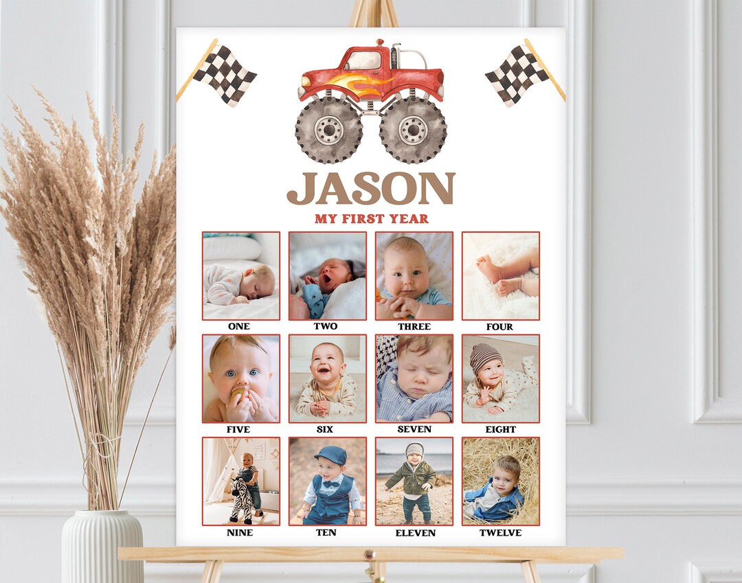 Photo Milestone Sign, 12 Month Photo Poster, Baby Year in Photos ...