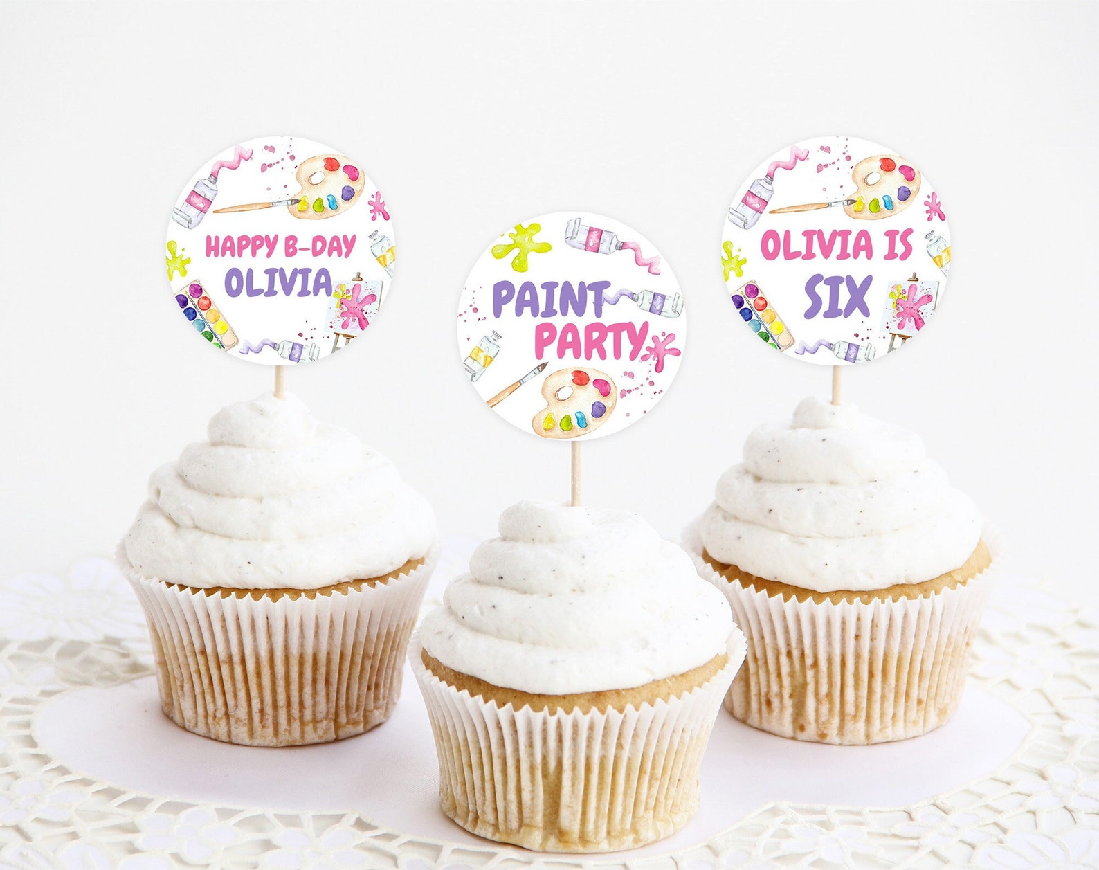 Printable Cupcake Toppers, Party Cake Decor Art Birthday, Painting ...