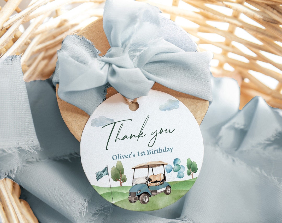 Editable Round Favor Tags, Birthday Gift Tags, Stickers | Hole in One ...