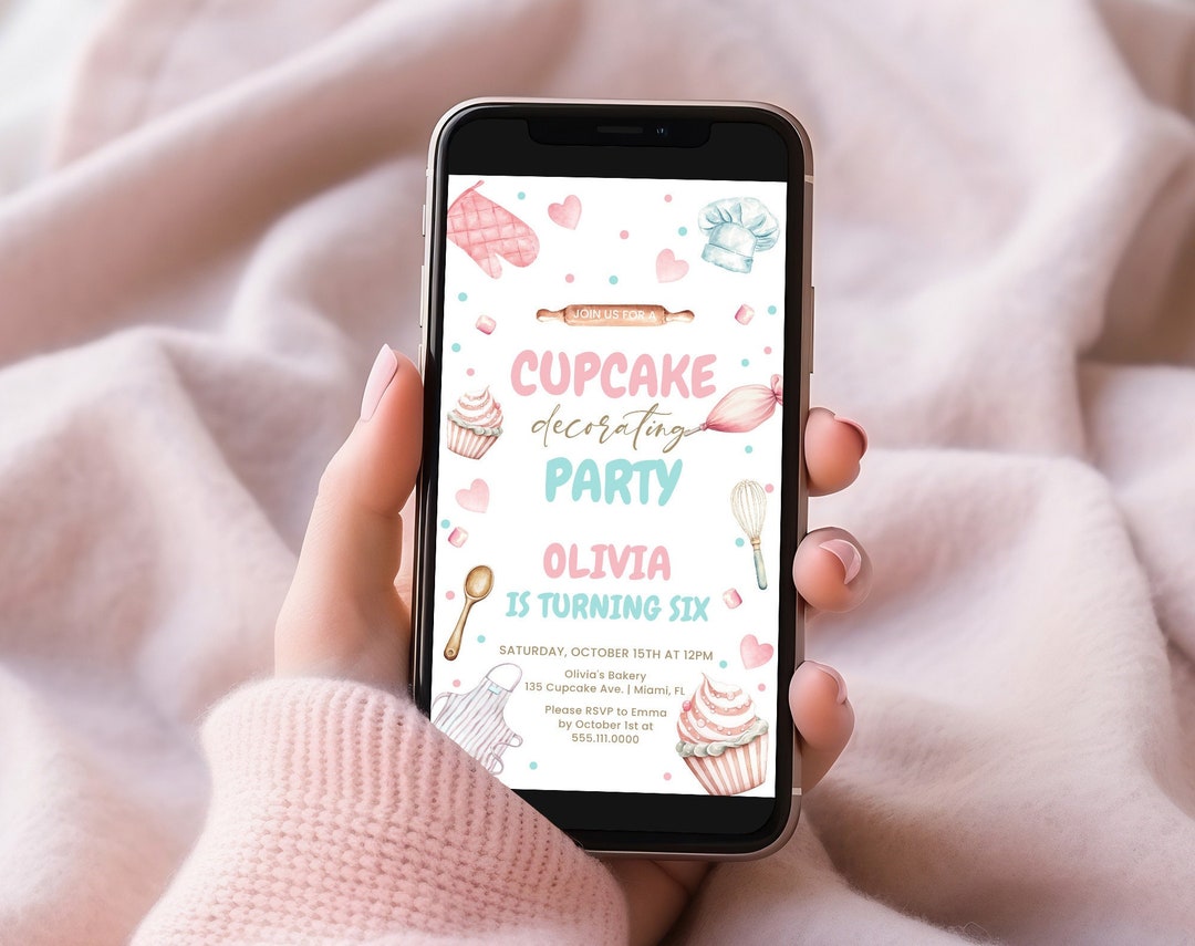 Cupcake Birthday Invitation, Evite | Cupcake Decorating Party, Cookie ...