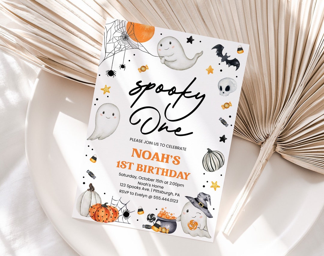 Spooky ONE Birthday Invitation, Boys 1st Birthday Invite | Spooky ONE ...