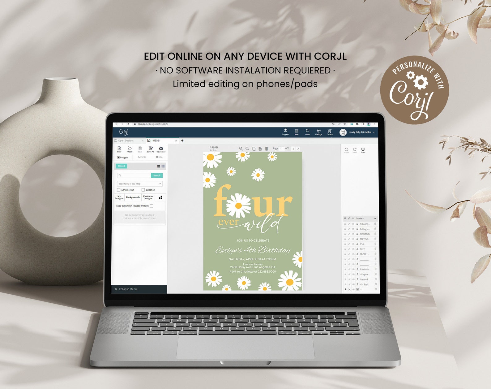 Editable Daisy Birthday Invitation Template Retro Daisy 4th - Etsy