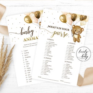 Teddy Bear Baby Shower Games Set Printable Baby Shower Games | Etsy
