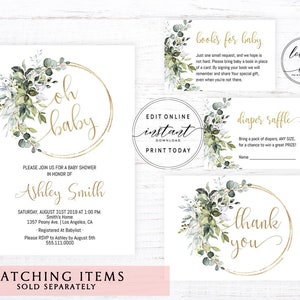 Editable Welcome Sign, Poster Greenery Gold, Botanical Eucalyptus ...