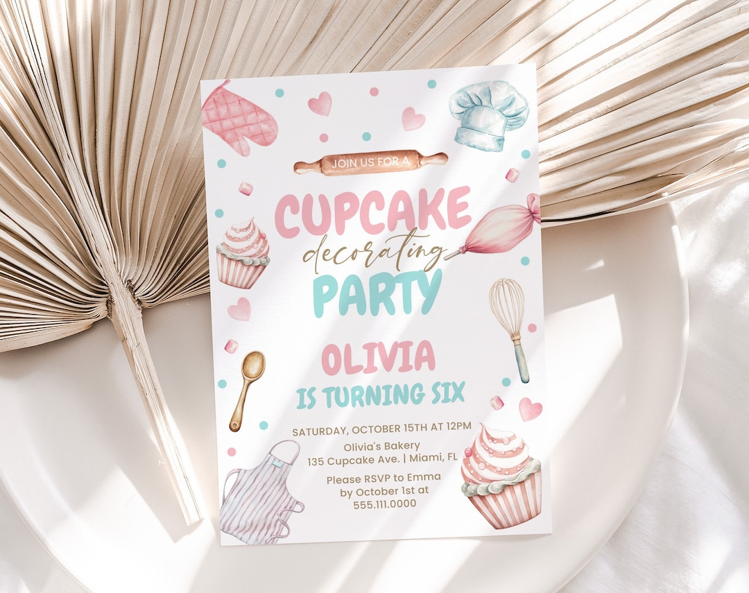 Cupcake Birthday Invitation, Invite ANY AGE | Cupcake Decorating Party ...