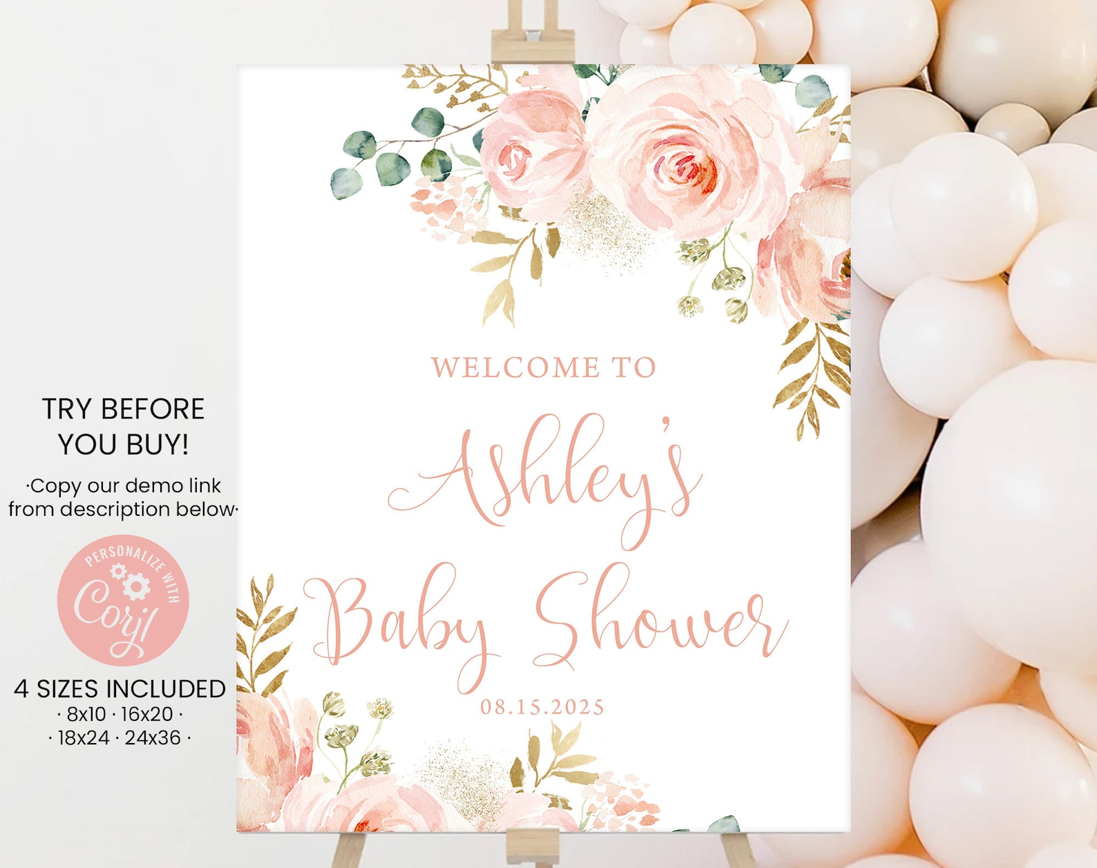 Welcome Sign Template Editable Baby Shower Welcome Sign - Etsy