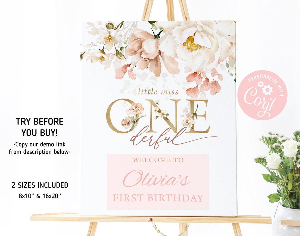 Floral Welcome Sign Template Printable Welcome Poster 1st - Etsy