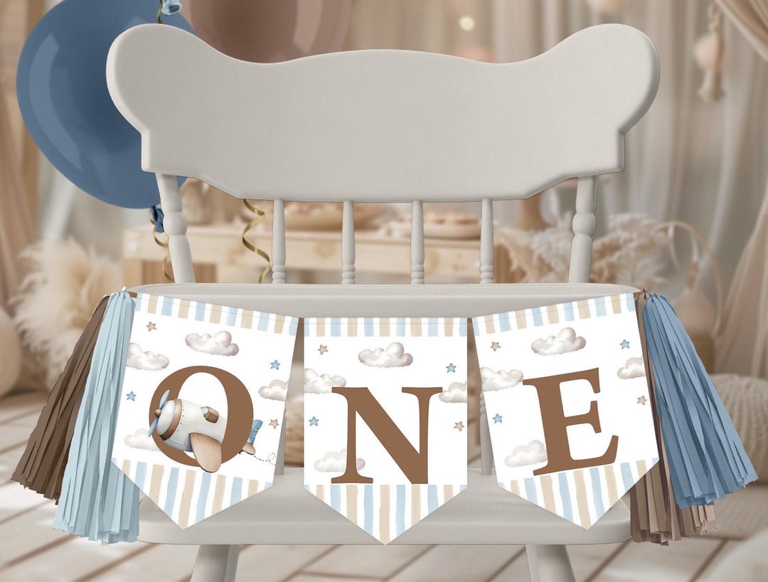 High Chair Banner, Birthday ONE Banner | Airplane Pilot, Time Flies ...