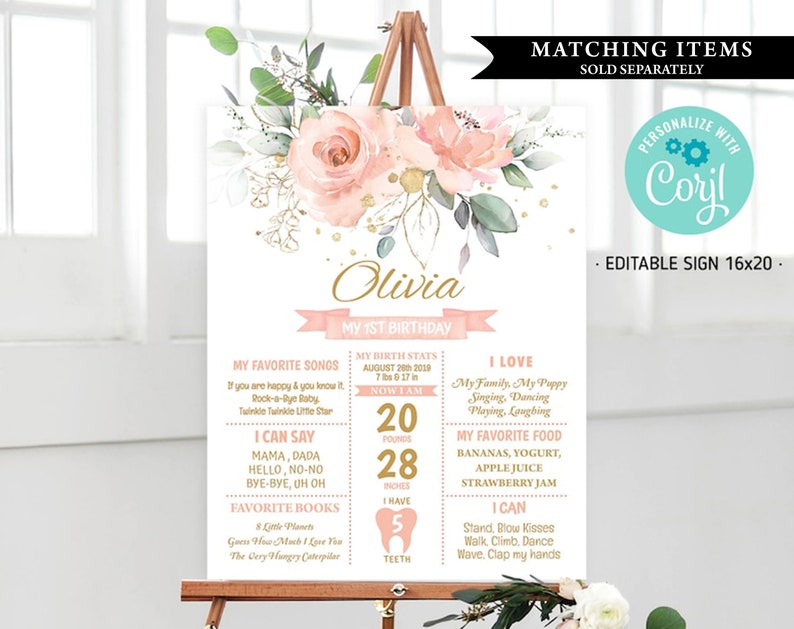 Blush Floral Party Banner Printable Happy Birthday Banner DIY - Etsy