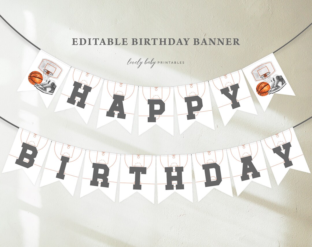 Happy Birthday Banner | Basketball, Hoops, Let's Have a Ball ...