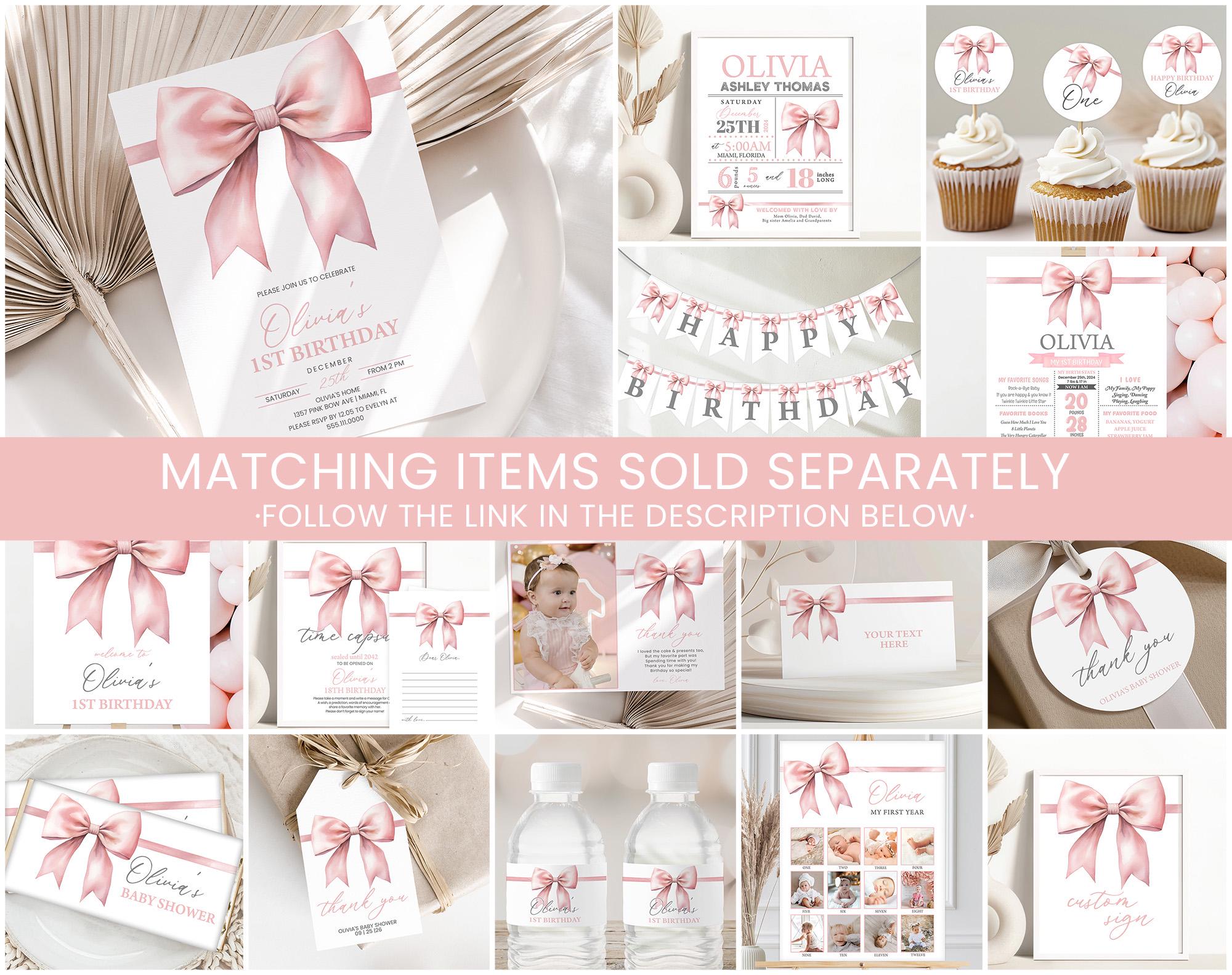Happy Birthday Banner | Pink Bow, Coquette Bow, Soft Pink Ribbon ...