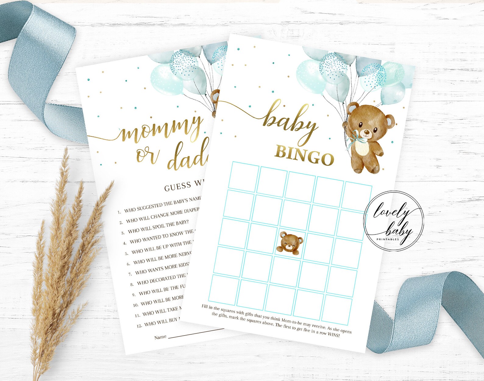 Teddy Bear Baby Shower Games Set Printable Games Bundle Baby - Etsy