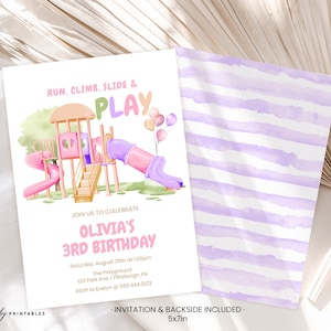 Playground Birthday Invitation, Invite ANY AGE | Party in the Park, Let ...