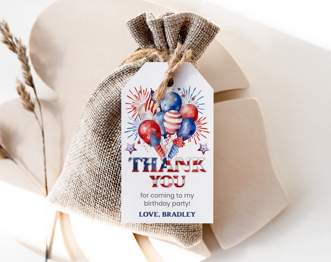 Printable Birthday Favors, Gift Tags | Patriotic, 4th of July, Red ...