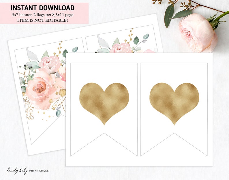 Blush Floral Party Banner Printable Happy Birthday Banner DIY - Etsy