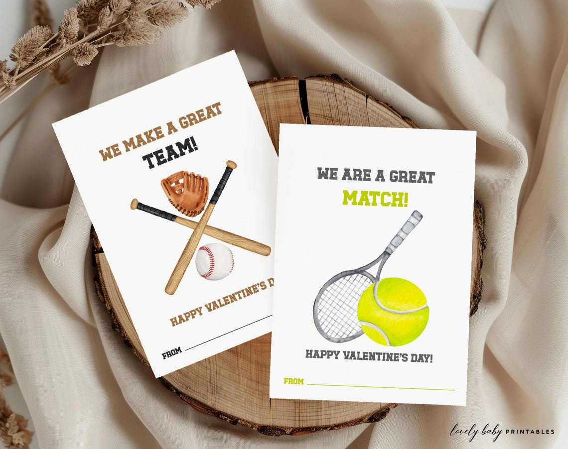 Printable Sports Valentines Cards, Kids Valentine Day Gift Tags, Funny ...