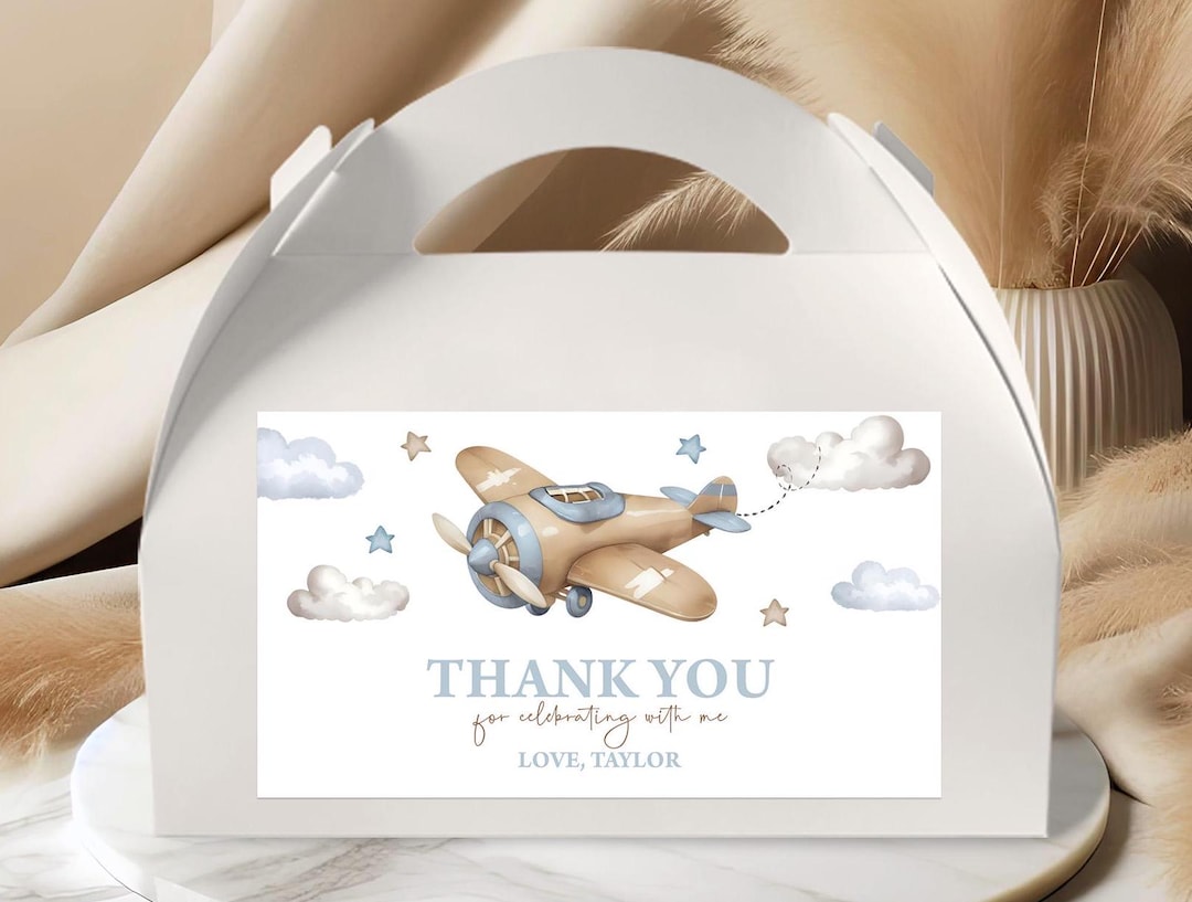 Gable Box Label, Gable Gift Box Stickers | Airplane, Retro Fighter ...