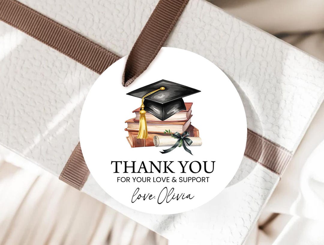 Graduation Party Favor Tags, Cap & Tassel, Diploma Stickers (printable ...