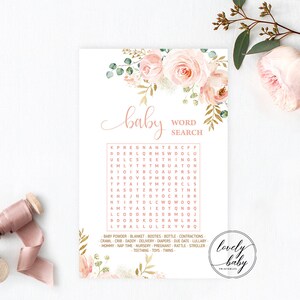Blush Pink Floral Baby Shower Games Set Printable Baby Shower Games ...