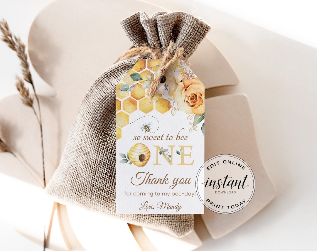 Printable Birthday Favors Editable Gift Tags Honeybee - Etsy