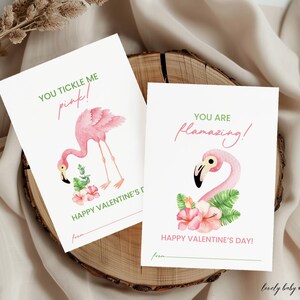 Printable Flamingo Valentines Cards, Kids Valentine Day Gift Tag, Funny ...