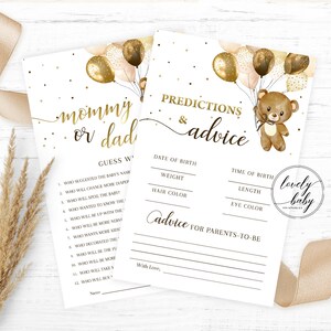 Teddy Bear Baby Shower Games Set Printable Baby Shower Games | Etsy