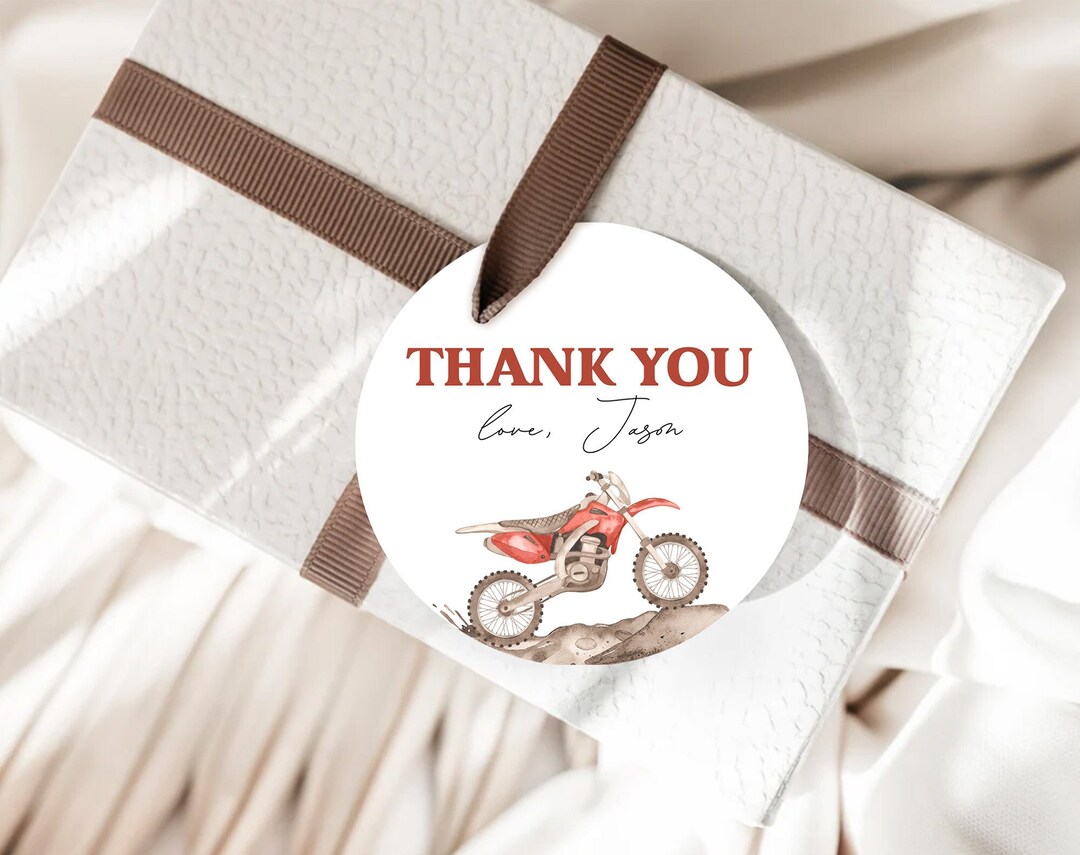 Editable Round Favor Tags, Birthday Gift Tag, Stickers | Fast ONE, Dirt ...