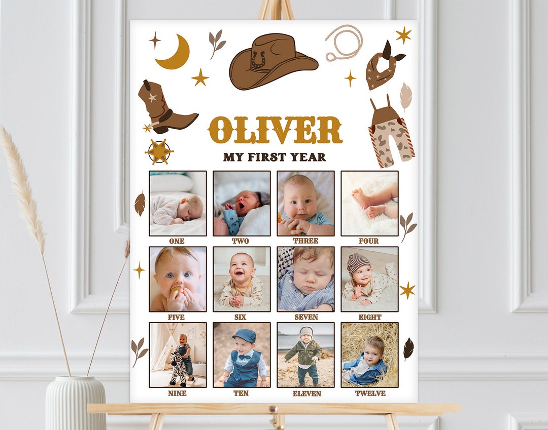 Photo Milestone Sign, 12 Months Photo Poster Year in Photos My First ...