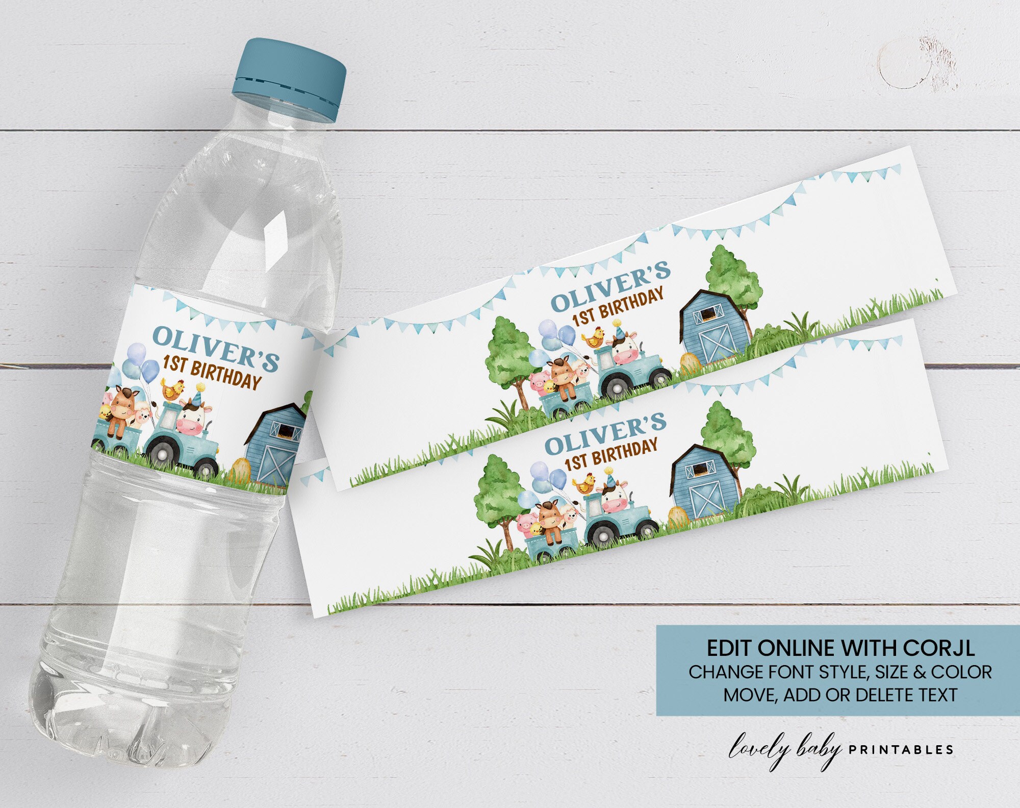 Editable Water Bottle Labels | Farm, Barn Animals, Barnyard, Ranch ...