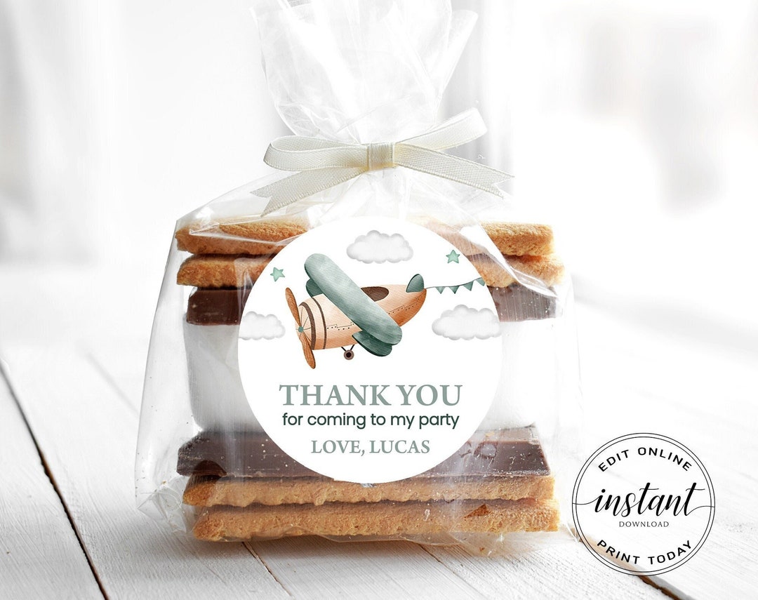 Airplane Birthday Favor Tags Printable Round Tags Birthday Party Favors ...