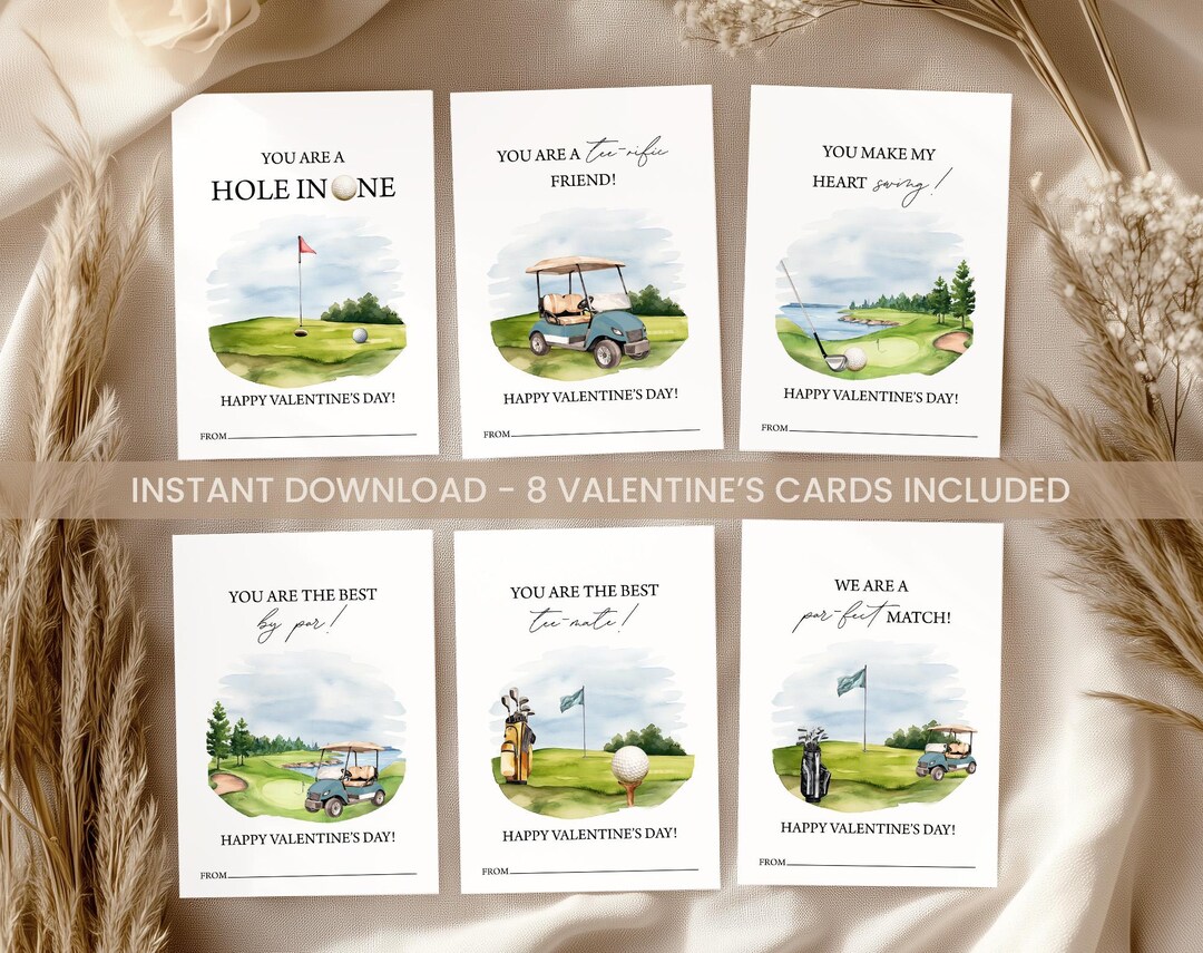 Printable Golf Valentine Cards, Funny Pun Valentine Day Gift Tags ...