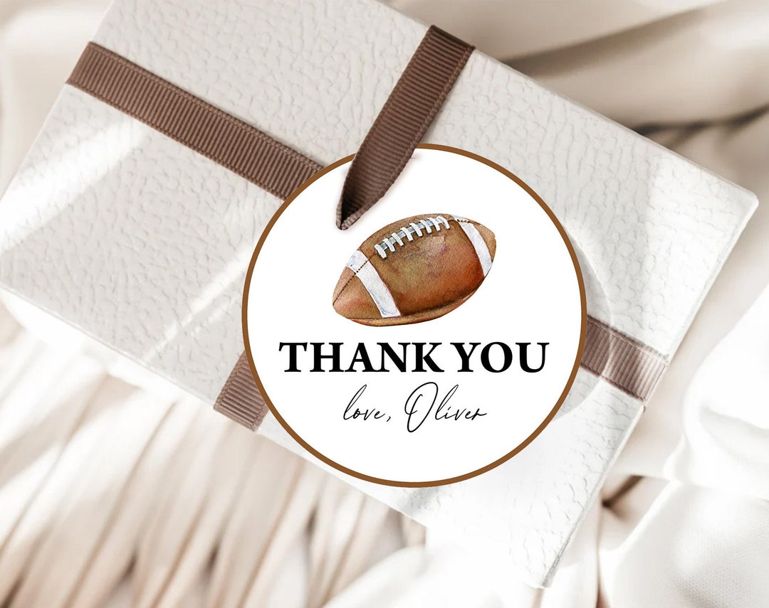 Editable Round Favor Tags, Birthday Gift Tags Stickers | Football ...